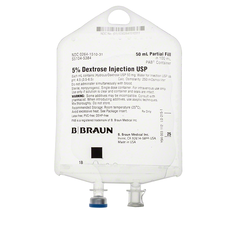 5% Dextrose Injection USP, 50 Fill in 100 mL PAB® Container