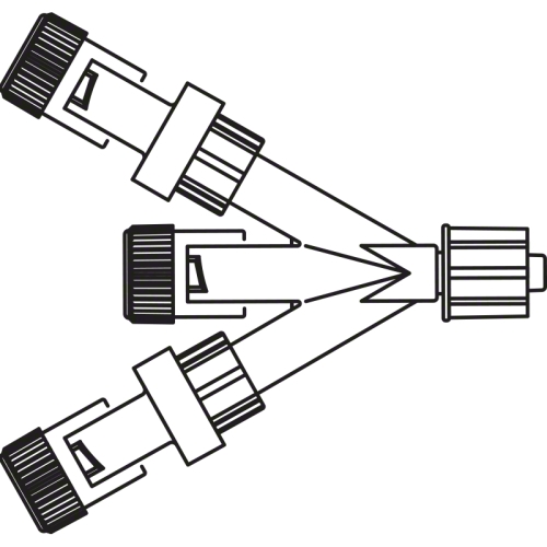 Anesthesia Tri-connector with normally closed valves