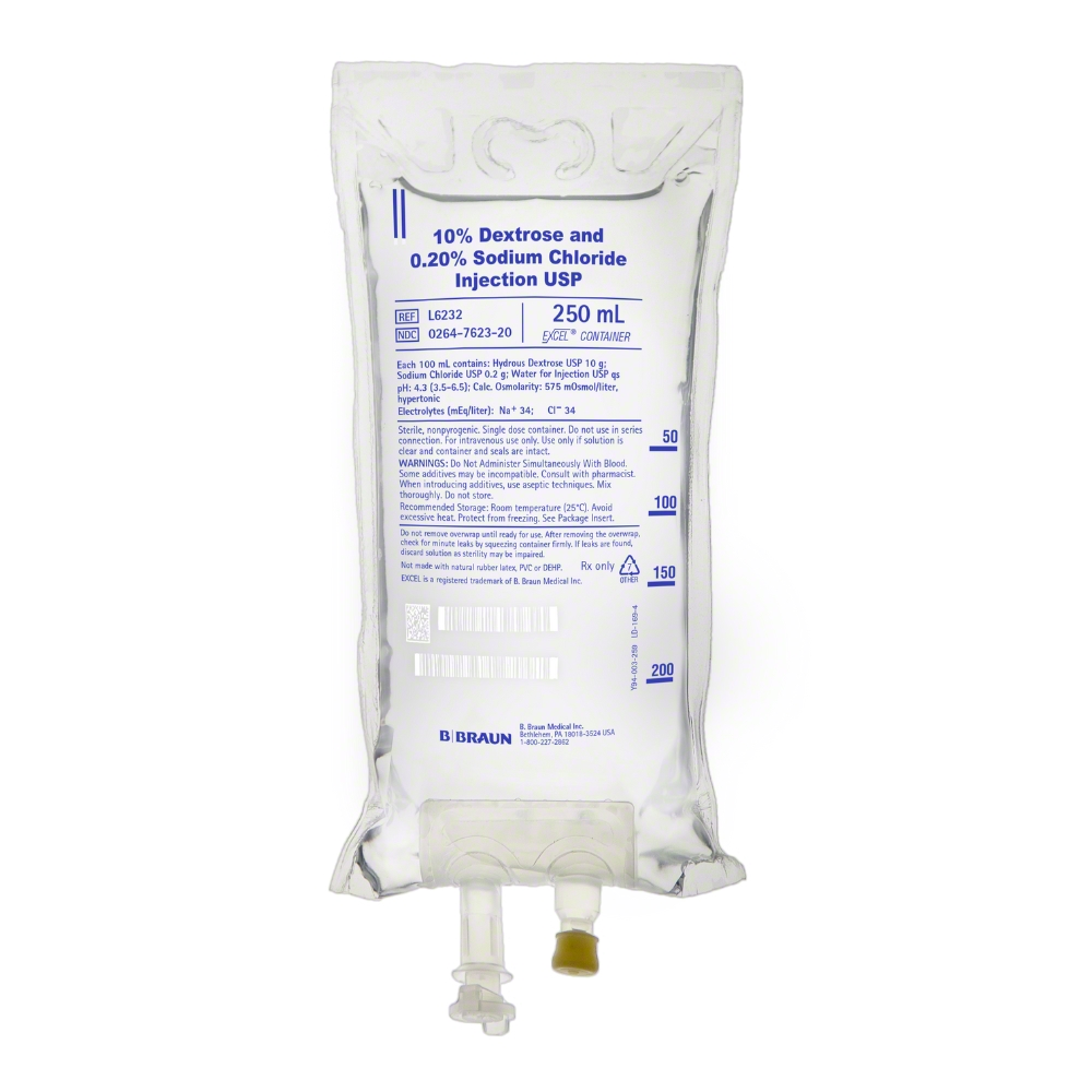 10% Dextrose and 0.20% Sodium Chloride Injection USP, 250 mL